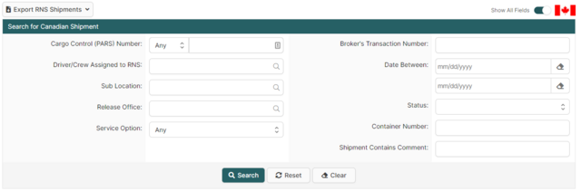 PARS Shipment Search Feature (CBSA) - BorderConnect Wiki