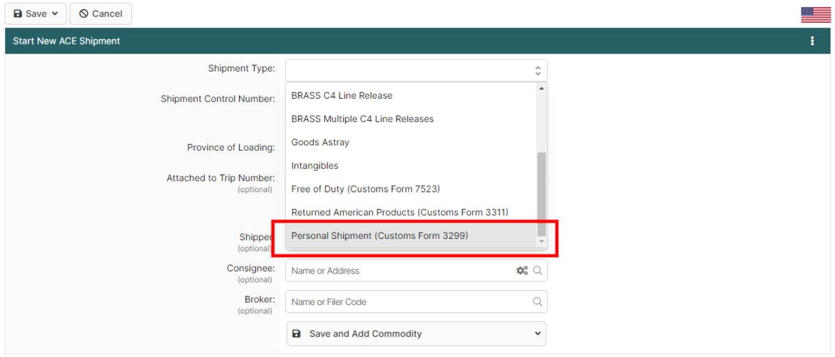 Personal Shipment (CBP Shipment Type) - BorderConnect Wiki