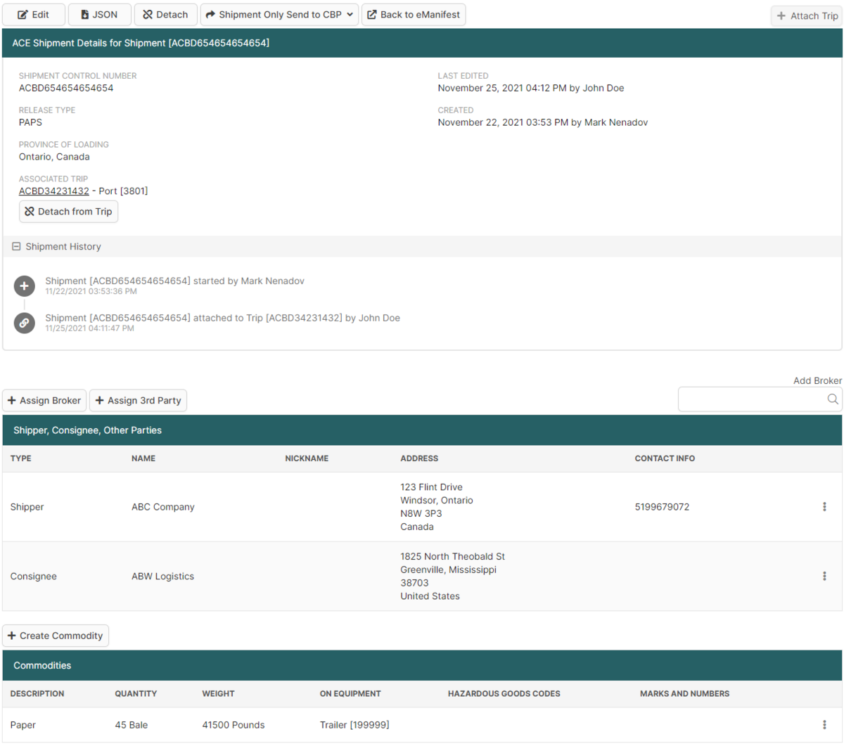 ACE Shipment Details Page (ACE Manifest) - BorderConnect Wiki