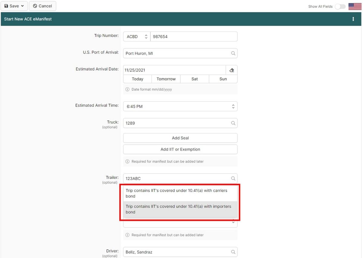 Instruments of International Traffic (CBP Shipment Type ...