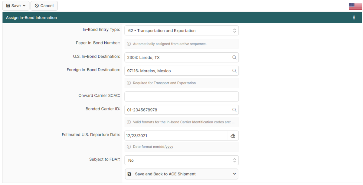 ACE In Bond (CBP Shipment Type) - BorderConnect Wiki
