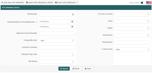 ACE Manifest Search Page (ACE Manifest) - BorderConnect Wiki