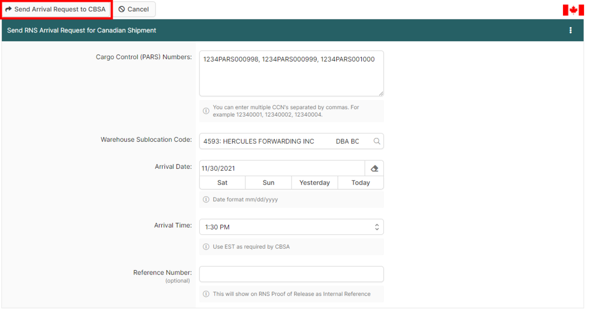 Warehouse Arrival Certification Message (WACM) Guide (CBSA ...
