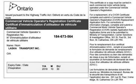 Commercial Vehicle Operators Registration (CVOR) (Customs Glossary ...