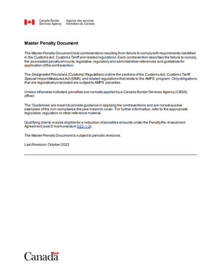 Administrative Monetary Penalty System (AMPS) (CBSA) - BorderConnect Wiki