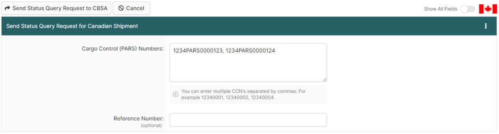 Status Query Feature (CBSA Shipments) - BorderConnect Wiki