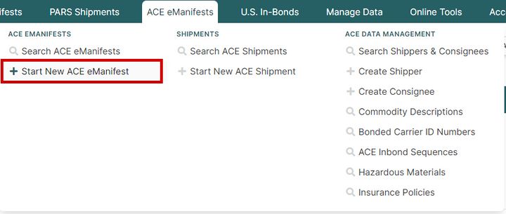 Creating and Submitting a New ACE Manifest (ACE Manifest) - BorderConnect Wiki