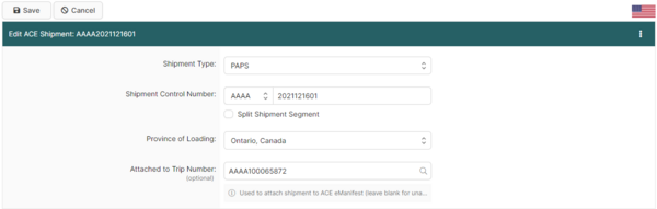 Edit ACE Shipment Page (ACE Manifest) - BorderConnect Wiki