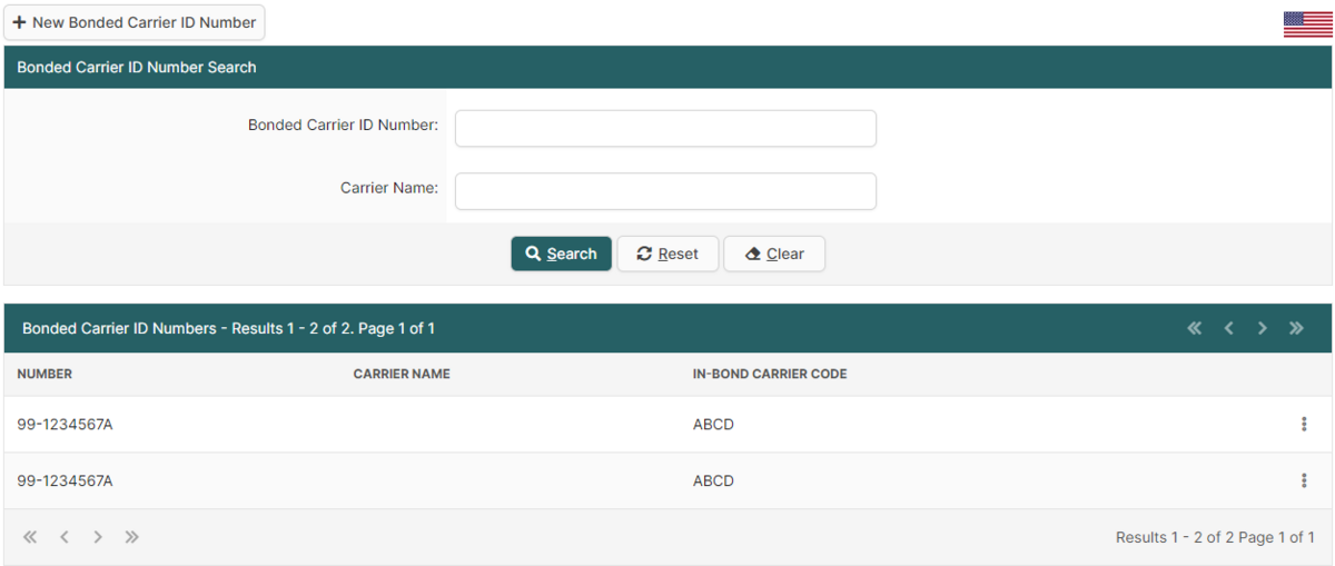 Bonded Carrier ID Numbers Search Page (U.S. In-Bond Manager ...